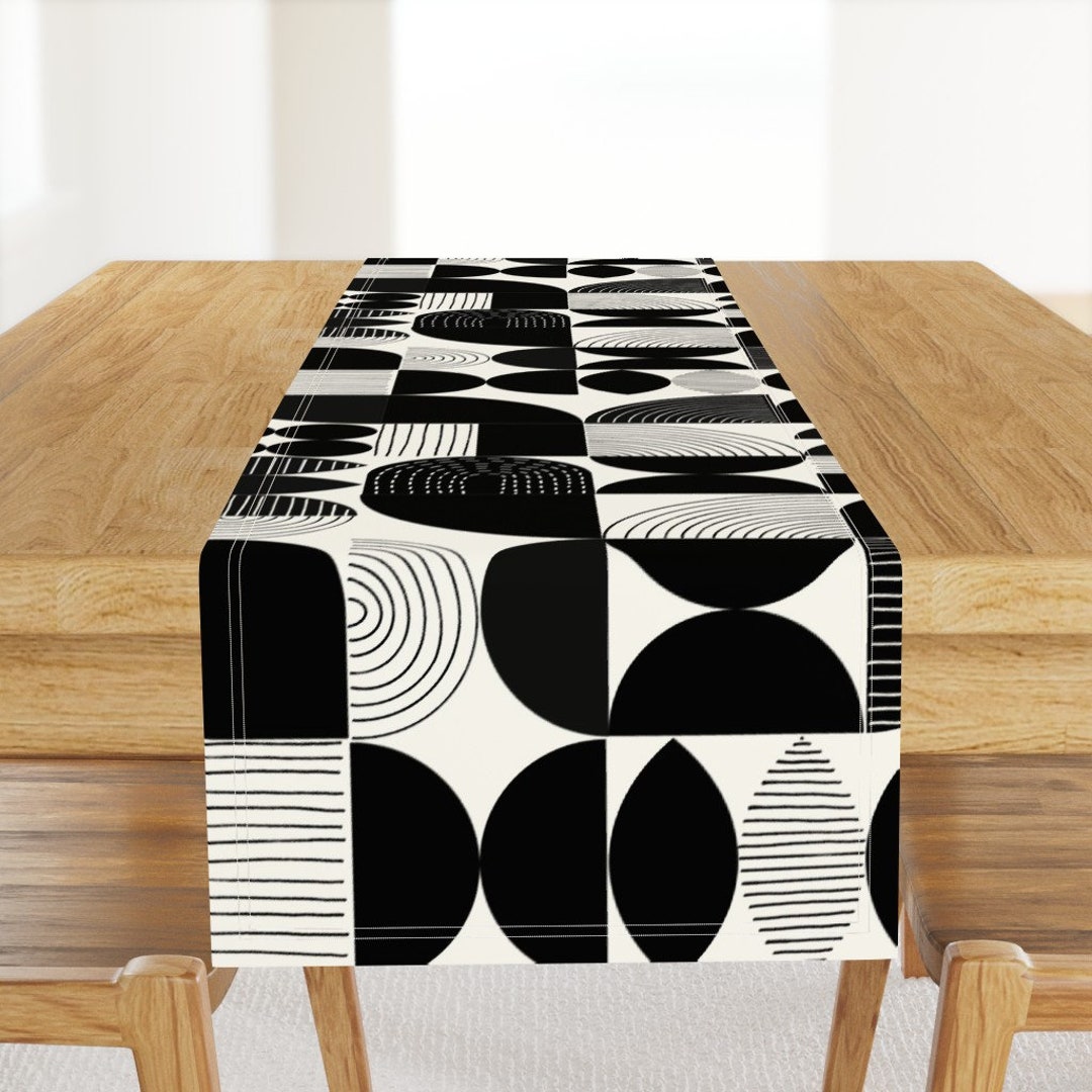 Geometric Shapes Table Runner - Black & Cream by Sandra_hutter_designs ...