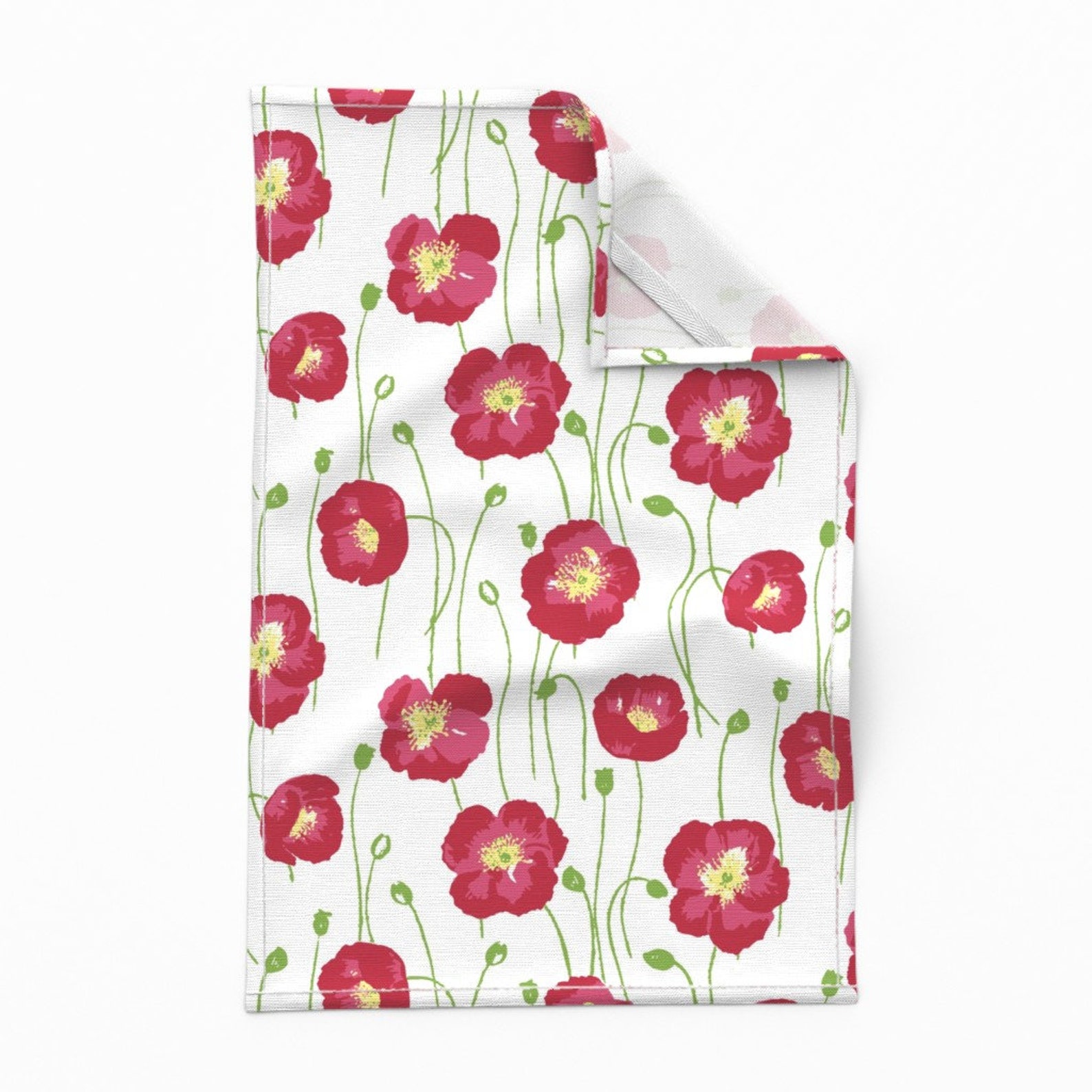 Small Red Poppies Tea Towels set of 2 Poppies by Jillbyers - Etsy