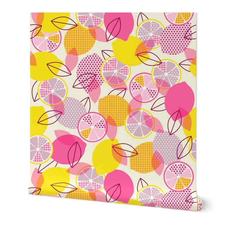 Mod Citrus Commercial Grade Wallpaper Pop Art Lemons by - Etsy
