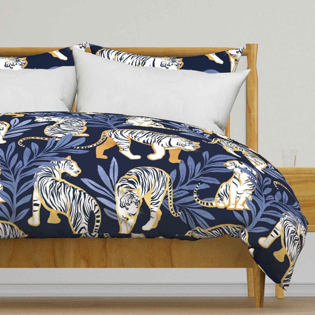 Maximalist Tiger Bedding Nouveau White Tigers by Selmacardoso Animalier ...