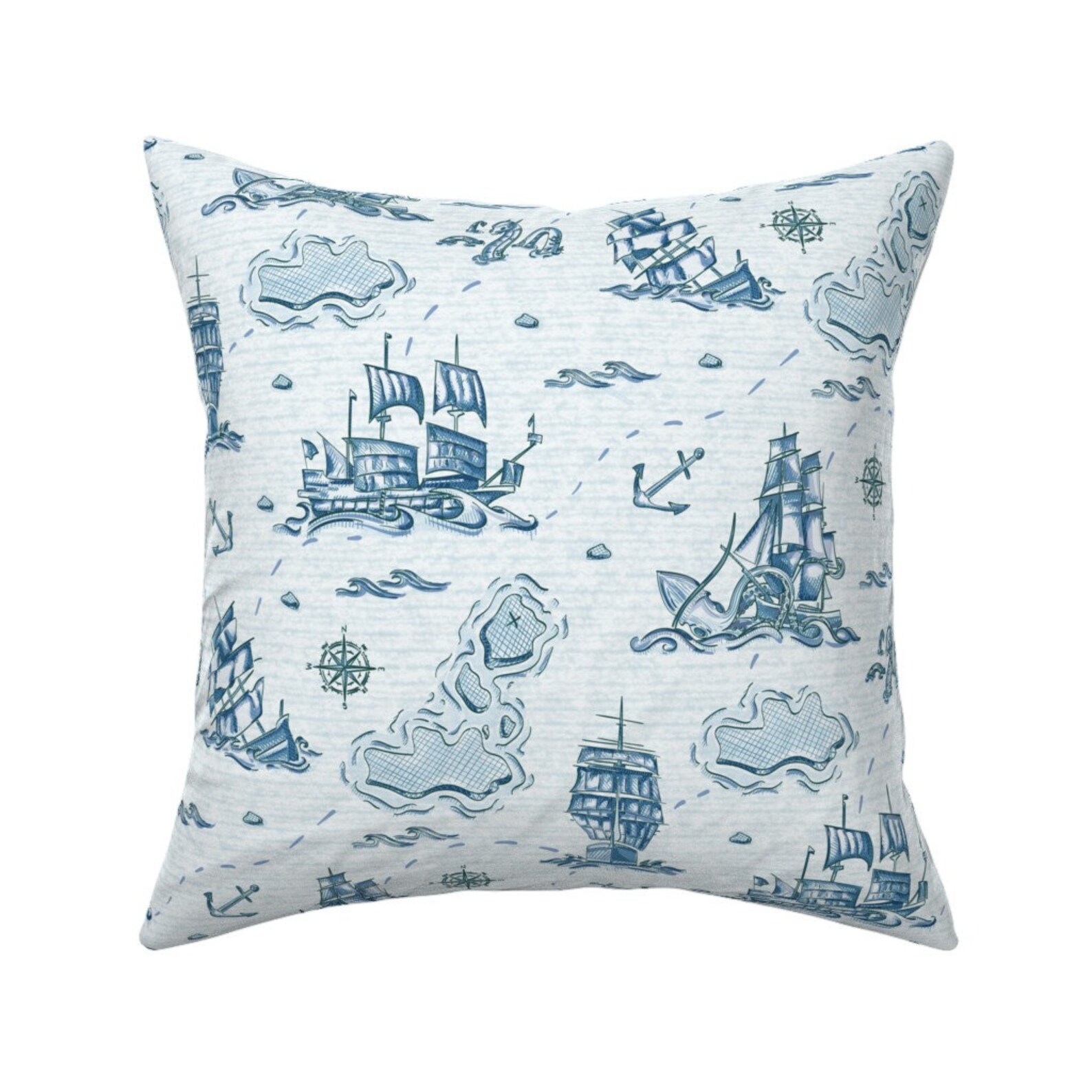 Nautical Toile Throw Pillow Nautical Voyage by - Etsy