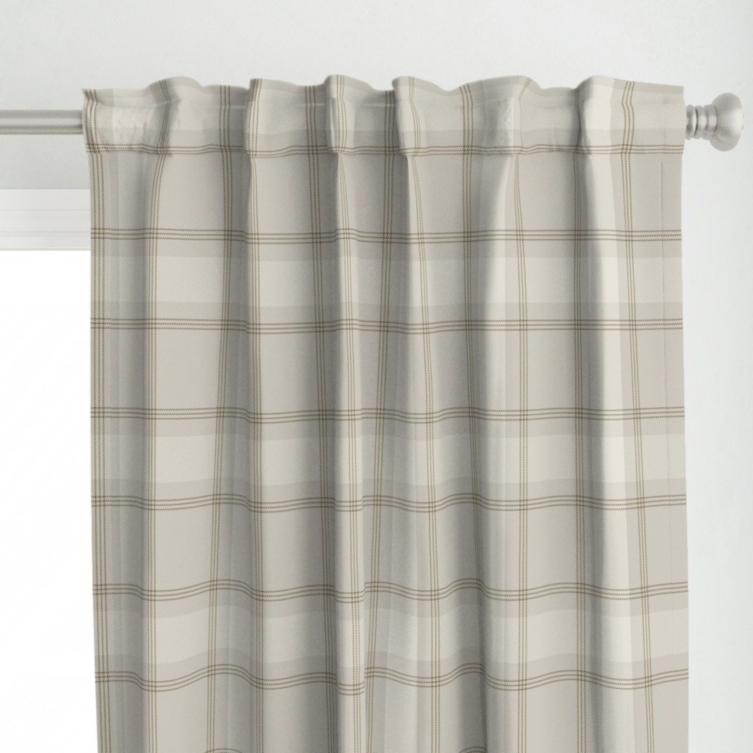 Beige Plaid Curtain Panel - Light Tan Plaid by Laura_nisbet_art ...
