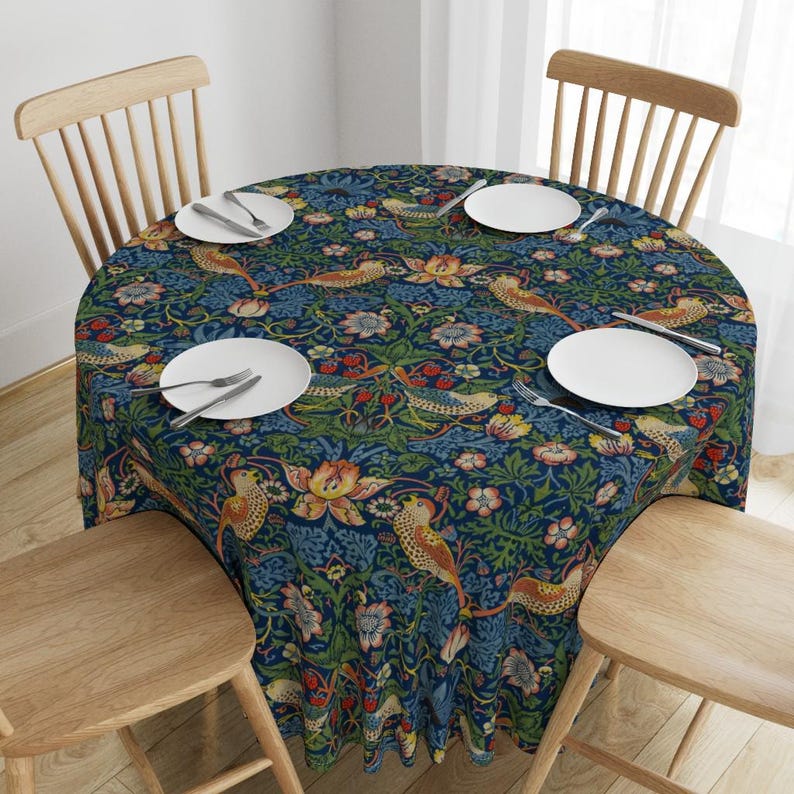 William Morris Tablecloth - Strawberry Thief by Peacoquettedesigns ...