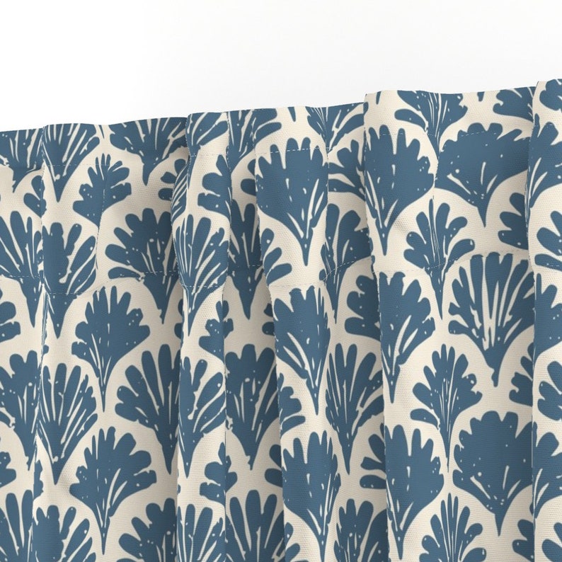 Sea Shell Scallop Curtain Panel - Coastal Nautical Block Print Neutral ...