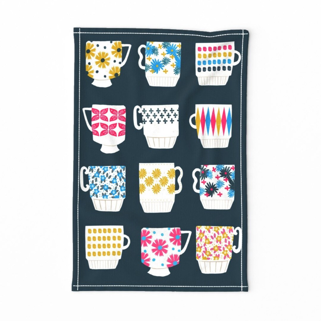 Retro Tea Towel - Teacup Vintage Style Kitchen by Andrea_lauren - 1970s ...