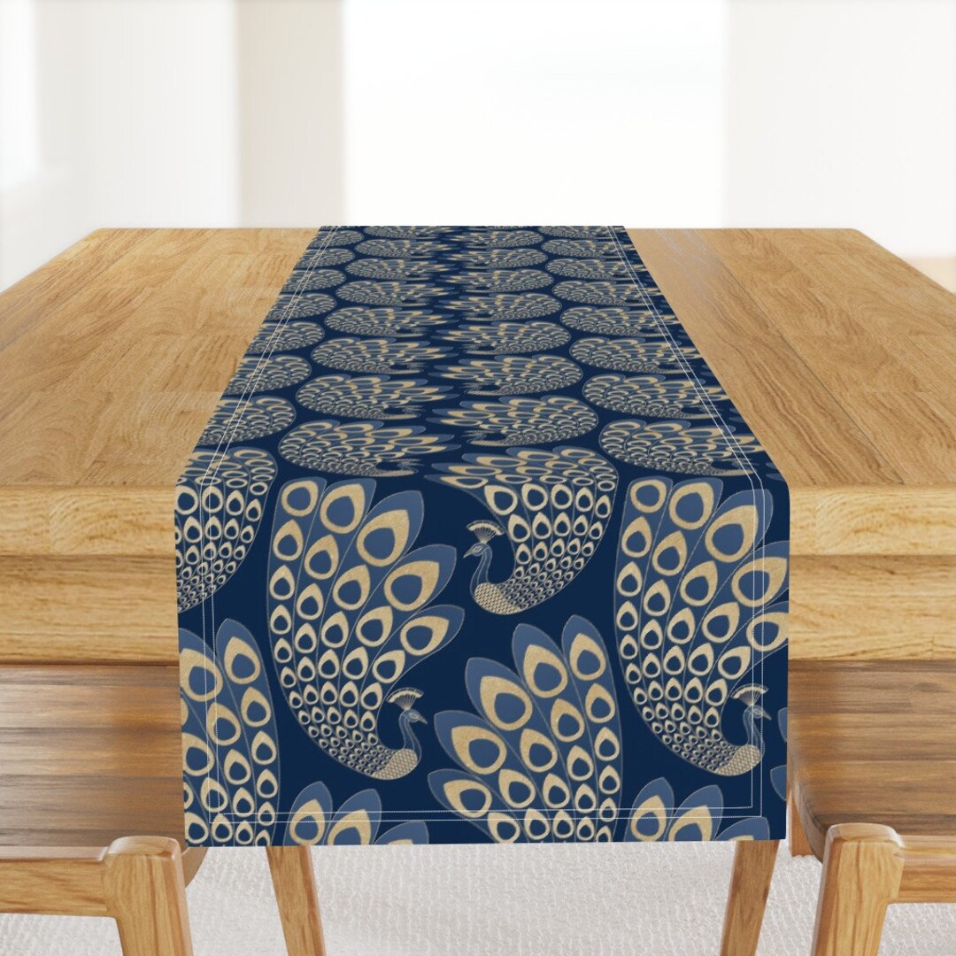 Deco Peacock Table Runner - Exotic Bird Elegant Animal Large Scale ...