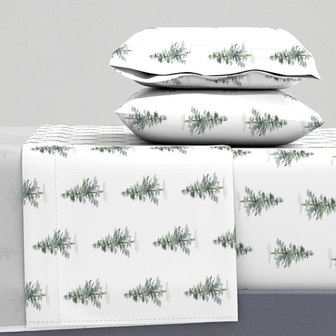 Woodland Forest Sheets - Watercolor Trees by Hipkiddesigns - Pine Tree ...