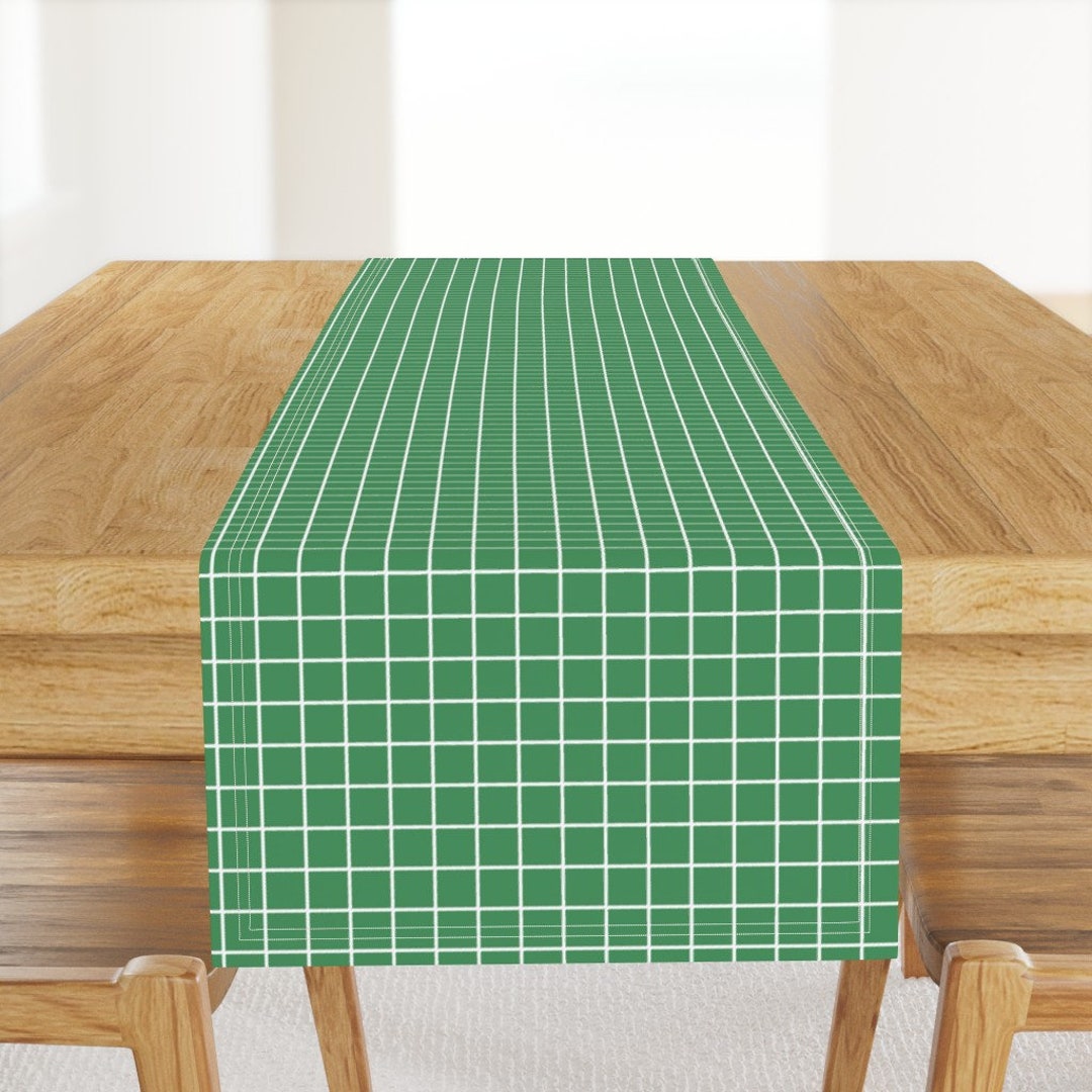 Windowpane Check Table Runner - Kelly Green Grid by Misstiina - Spring ...