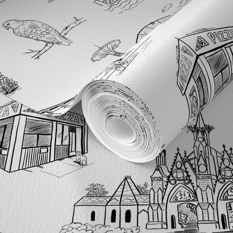New York City Non-pasted Wallpaper Landmarks Black and White - Brooklyn ...