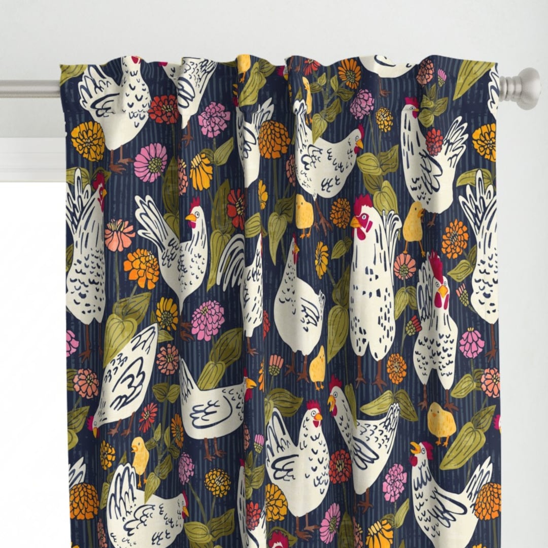 Farmhouse Chicken Curtain Panel - Chicken Coop by Ramarama - Shabby ...
