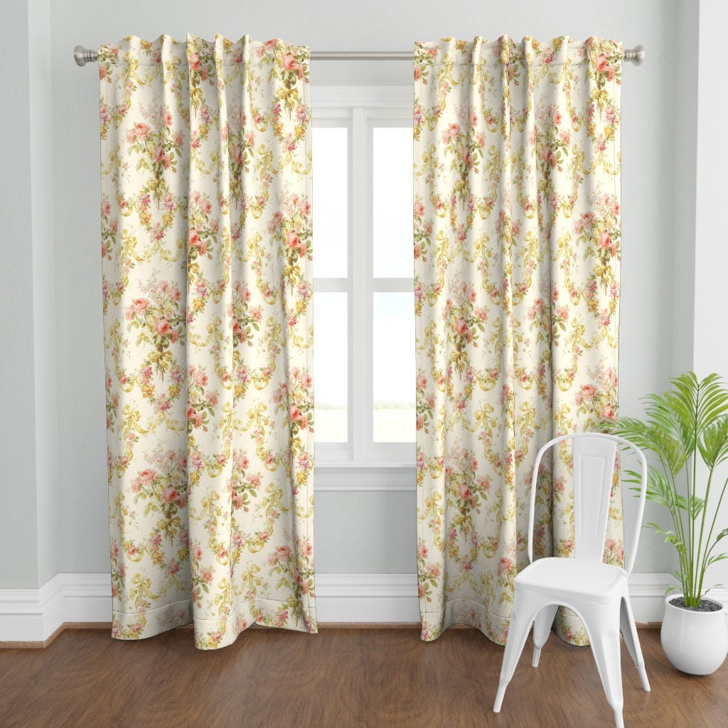 Cottage Rose Curtains - Etsy