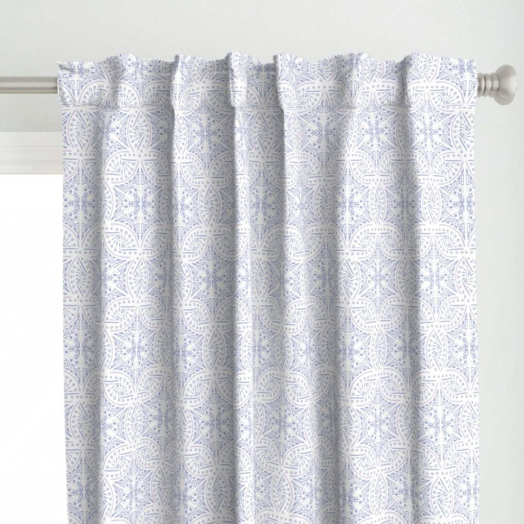 Snowflake Curtain Panel Snow Delightful by Cross_my_art Periwinkle ...