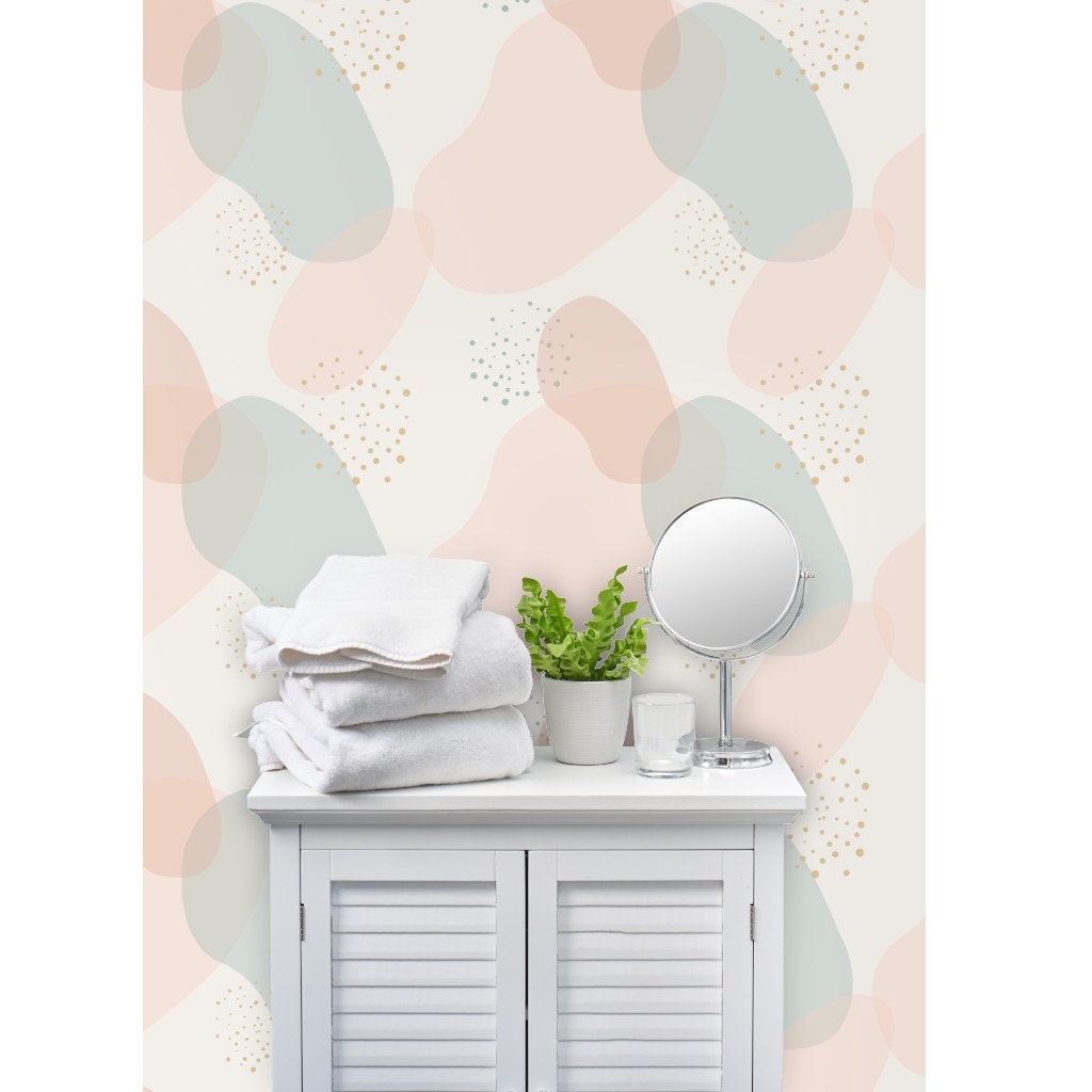 Soft Pastels Non-pasted Wallpaper Pink Blue Gold Baby Nursery Large ...