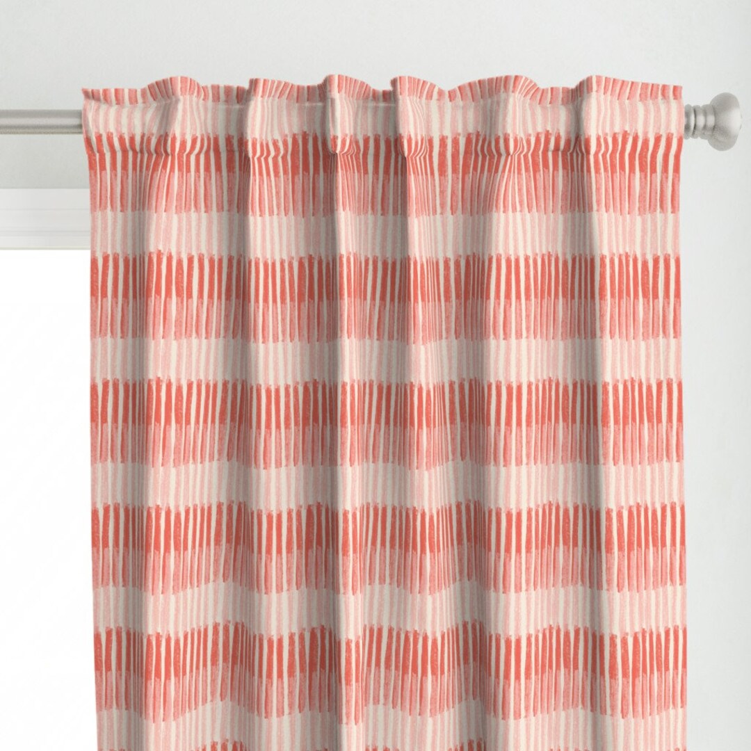 Coral Stripes Curtain Panel Coral Stripes by Juliaschumacher Painterly ...