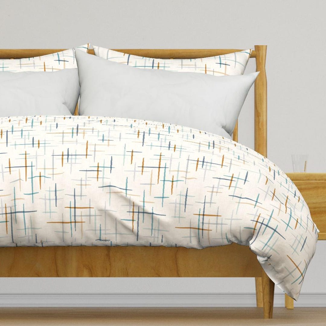 Mid Century Modern Bedding - Mod Blue Aqua Orange Muted by Theodesign ...