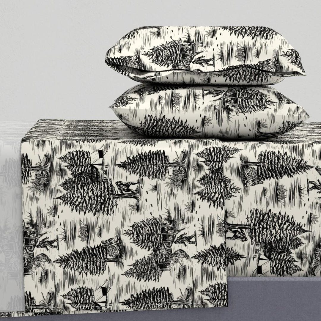 Sasquatch Sheets - Bigfoot Toile by Somecallmebeth - Black Bigfoot Yeti ...