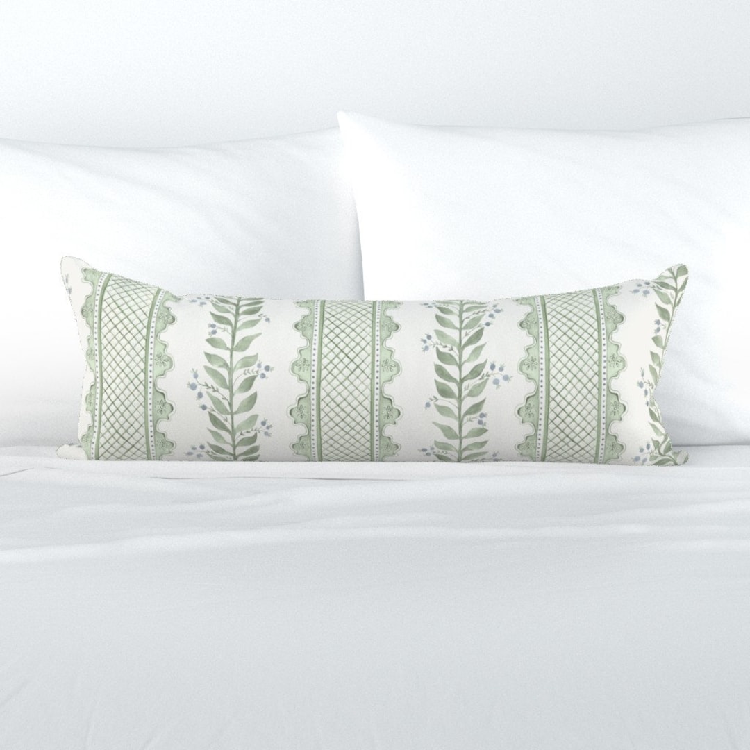 Sage Green Stripe XL Lumbar Pillow Celia on Cream by Danika_herrick ...