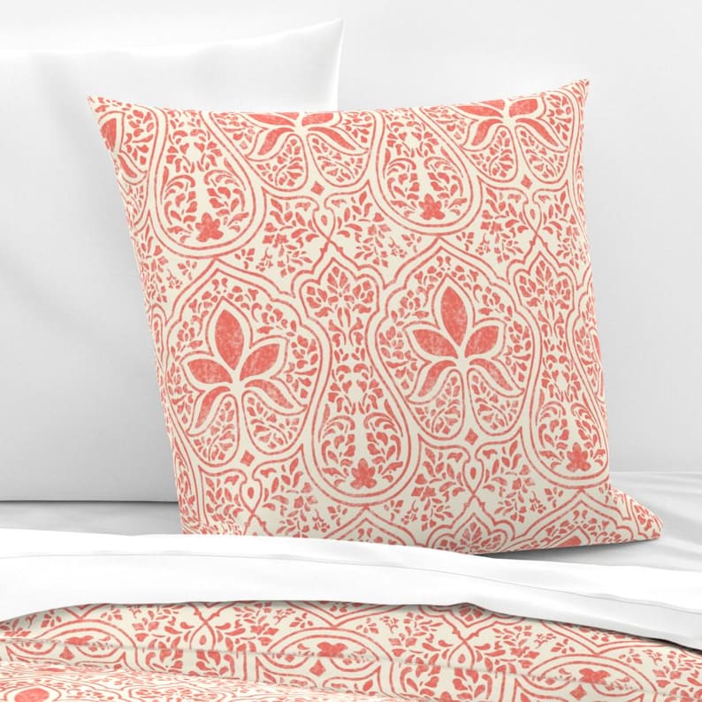 Bohemian Coral Batik Bedding - Coral Batik by Peacoquettedesigns ...