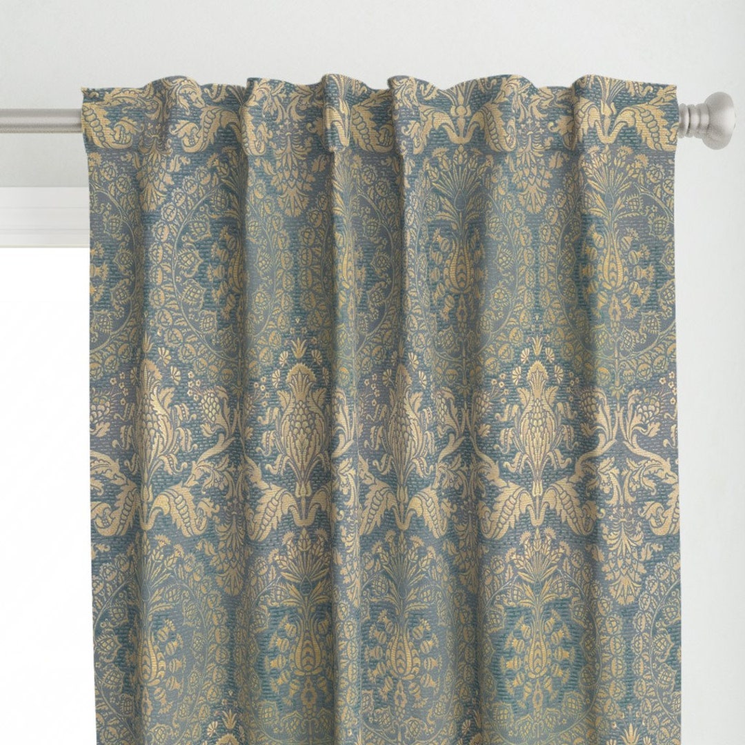 Blue Curtain Panel - Catherine of Aragon by Peacoquettedesigns - Yellow ...