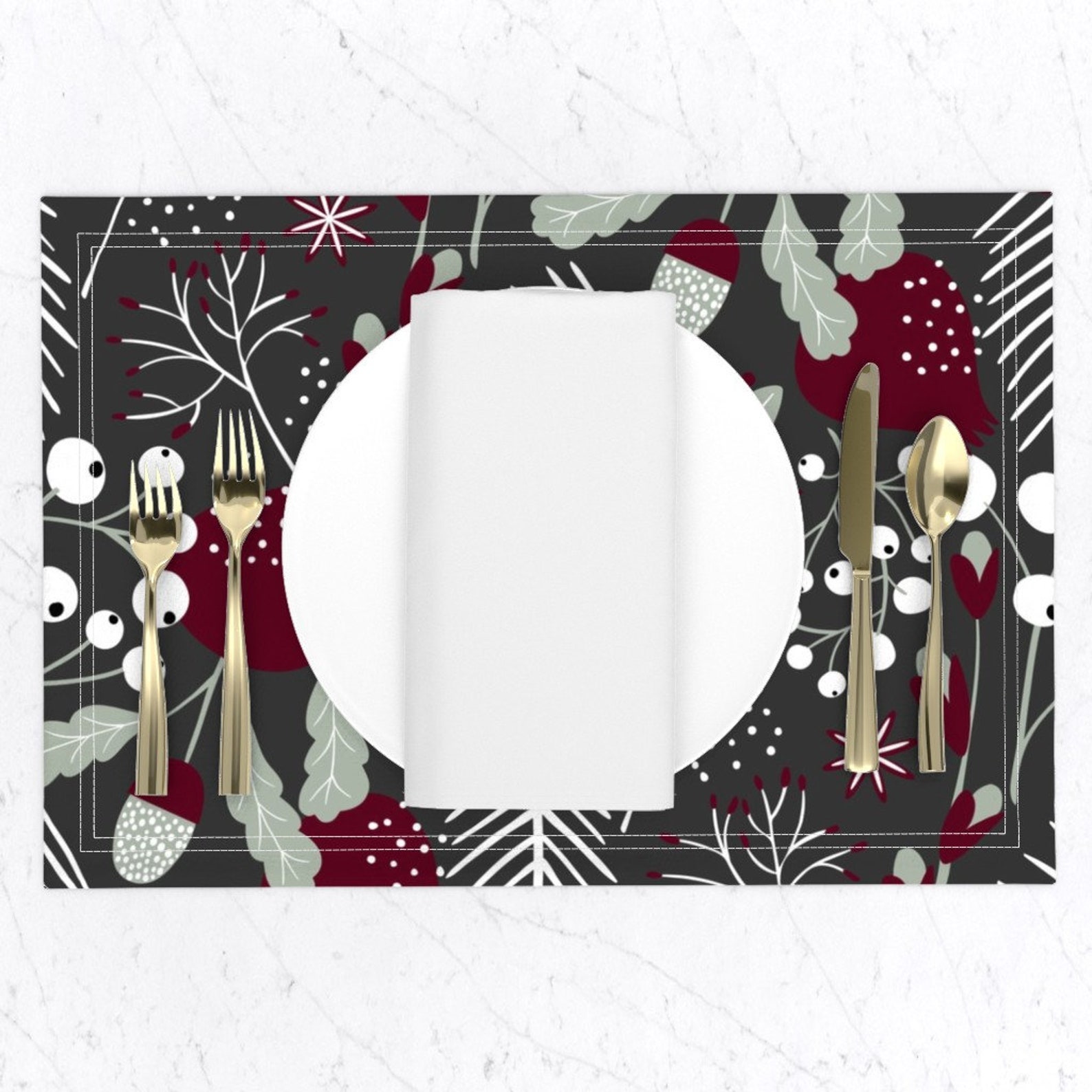 Winter Holiday Placemats set of 2 Elegant Christmas by - Etsy