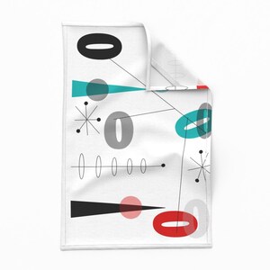 Retro Space Tea Towels set of 2 Mid-century Modern Abstract by Hot4tees_bgyahoo_com Atomic Linen ...
