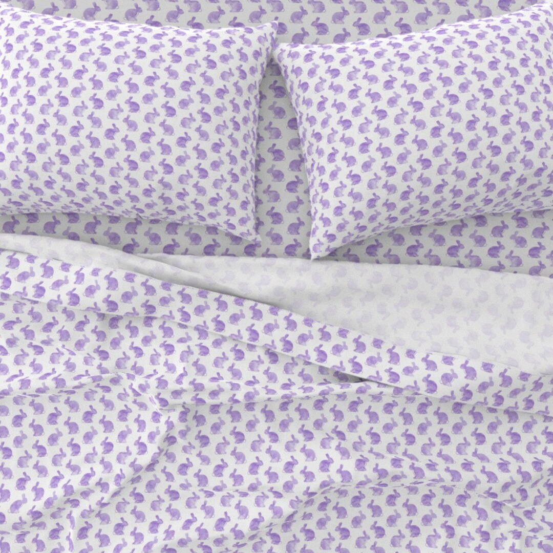 Rabbit Sheets Purple Watercolor Bunny by Littlearrowdesign - Etsy