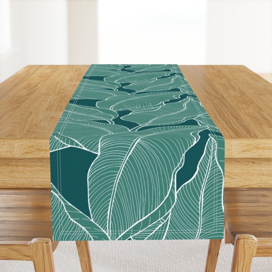 Banana Leaf Table Runner Jungle Leaves by Maliuana Dark - Etsy