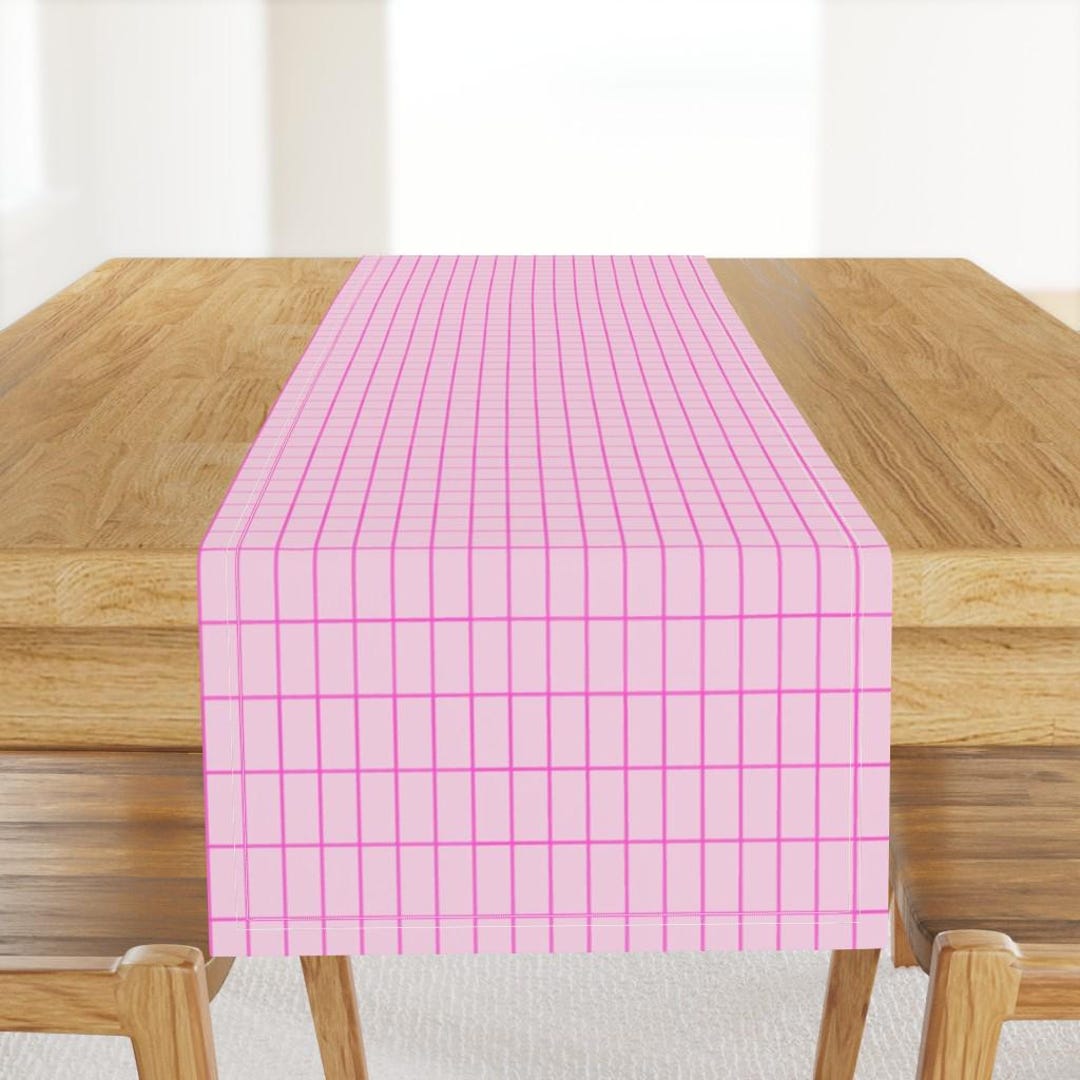 Bold Pink Geometric Table Runner - Double Pink Grid by House_of_may ...