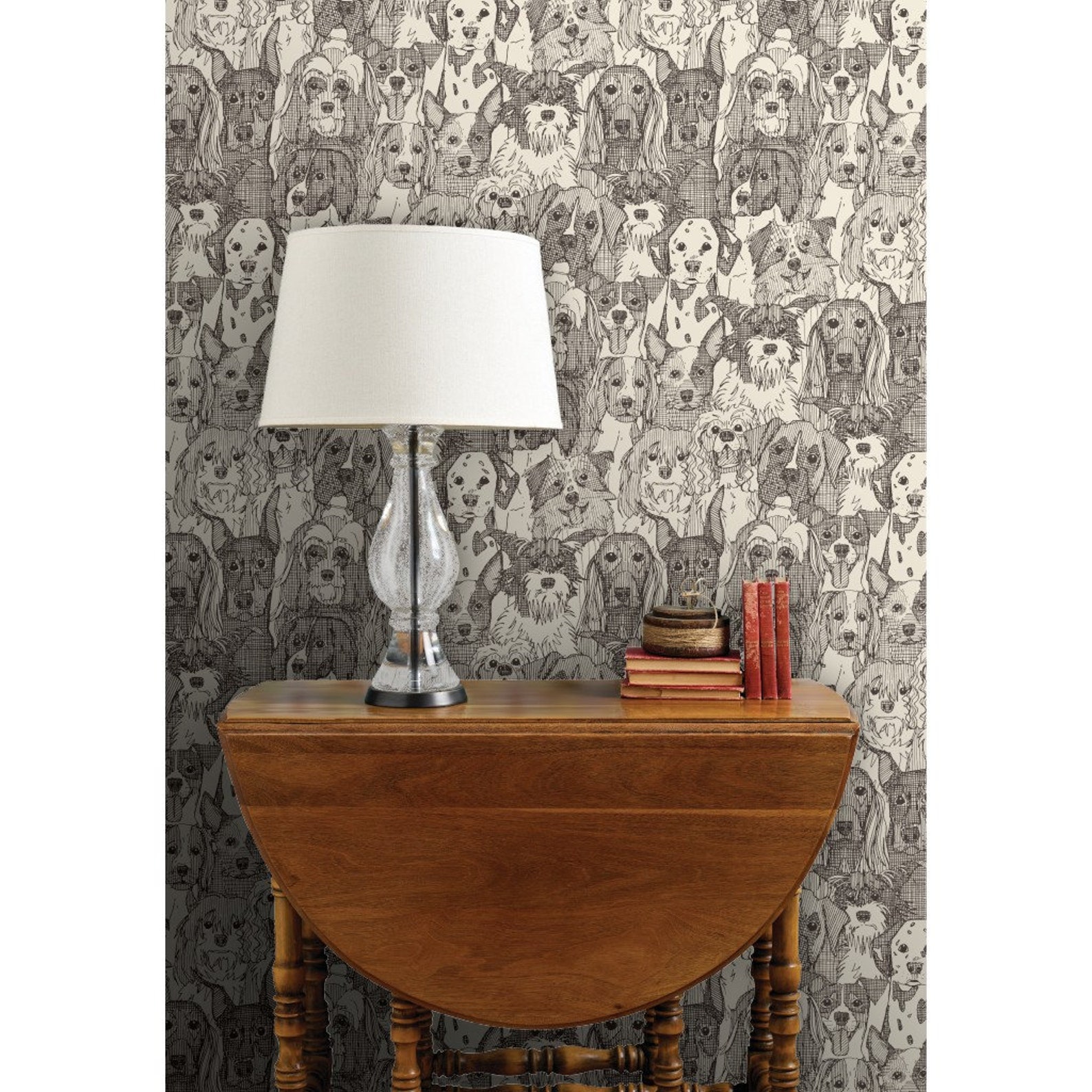 Neutral Dogs Non-pasted Wallpaper Dog Doodle Brown Beige Cream Dog ...
