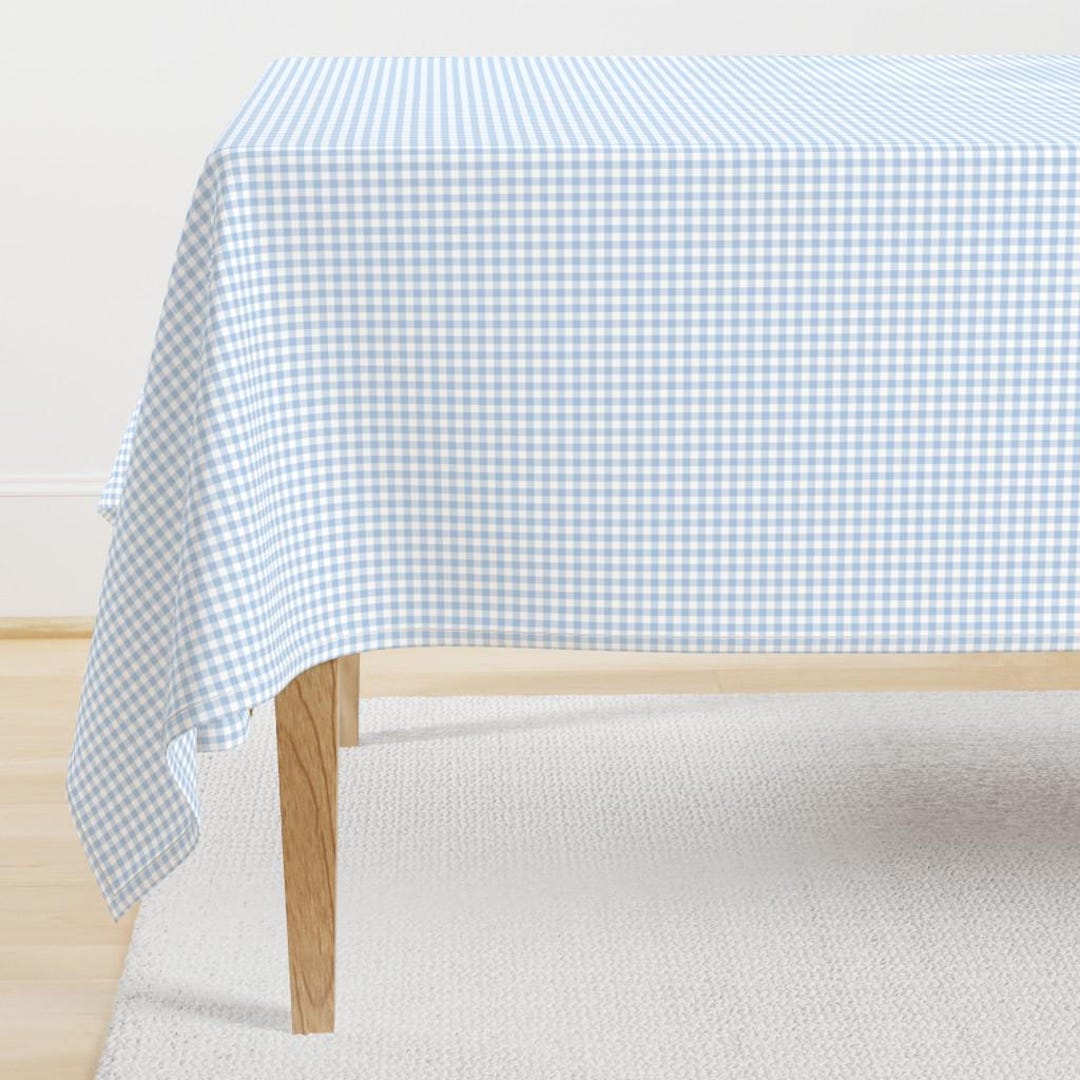 Blue Tablecloth - Foggy Morning Gingham by Weavingmajor - Traditional ...