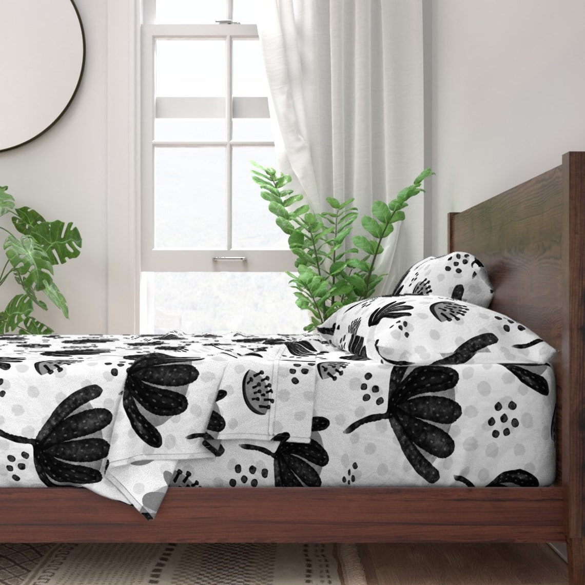Black and White Sheets Abstract Waratah by Kylielouise - Etsy