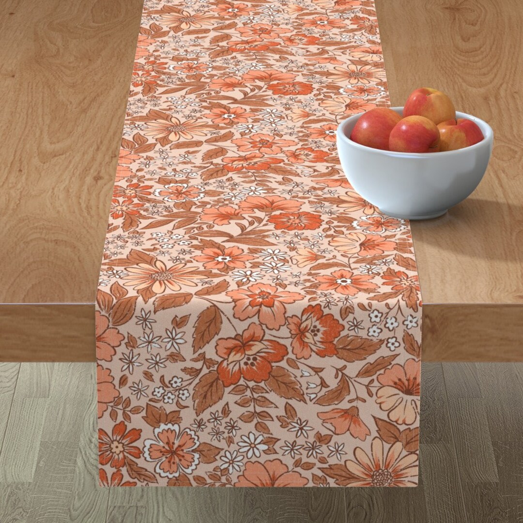 Terracotta Floral Table Runner Posey by Byre_wilde Autumn - Etsy