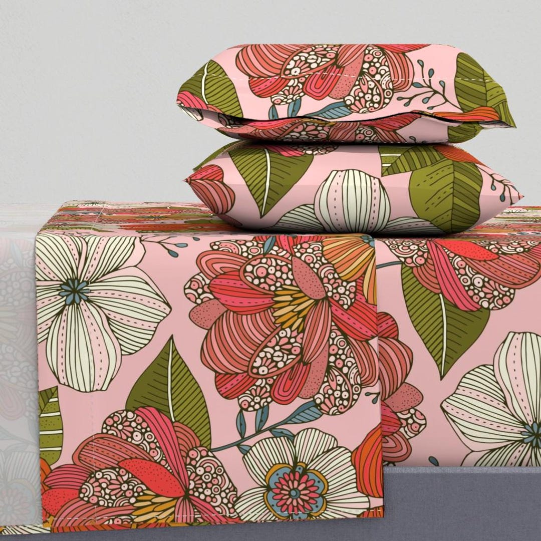 Bohemian Sheets - Bloom Boom Large by Valentinaharper - Floral Hand ...