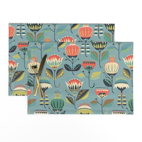 Retro Mod Placemats set of 2 1950s Atomic Pattern by | Etsy