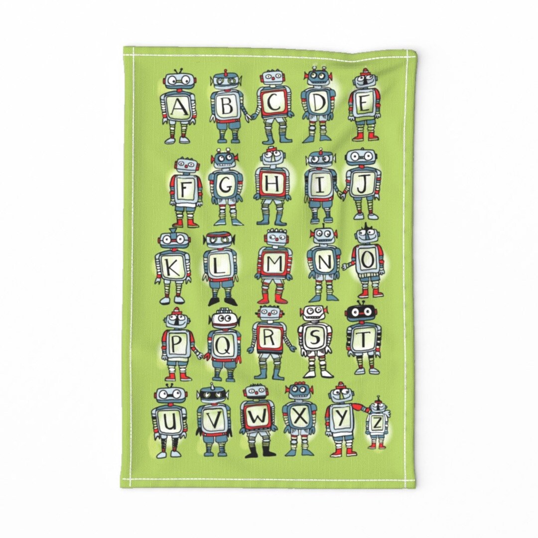 Robot Abcs Tea Towel Robot Alphabet by Cynbog Alphabet - Etsy