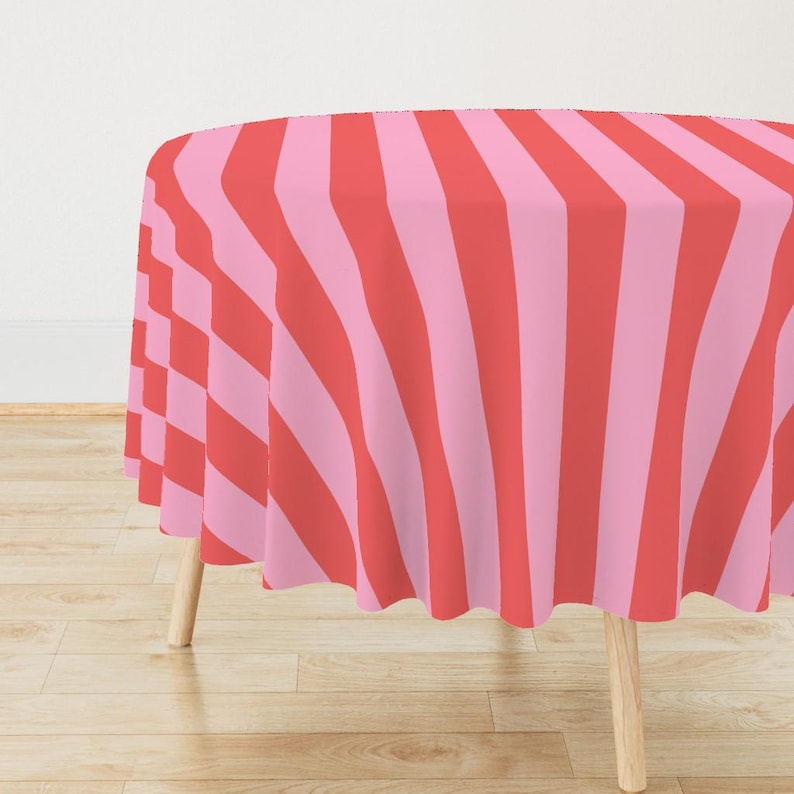 Cabana Stripe Tablecloth - 3" Wide Pink Stripe by Vivdesign - Candy ...