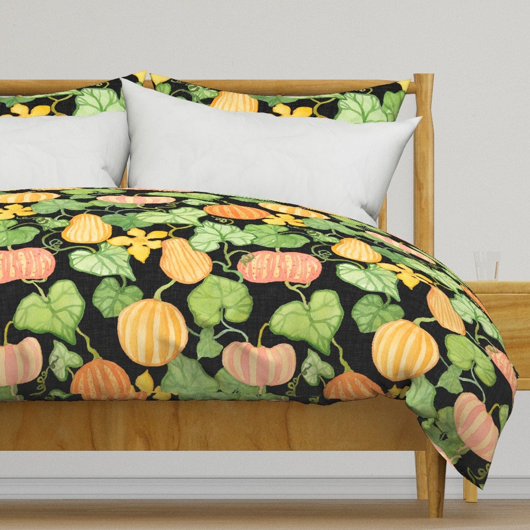 Autumn Duvet Cover Festive Pumpkin Vine by Mariden - Etsy