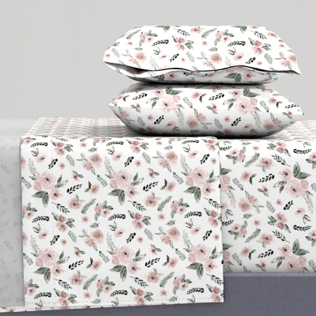 Blush Rose Sheets - Blush Floral by Northeighty - Rustic Floral Pale ...