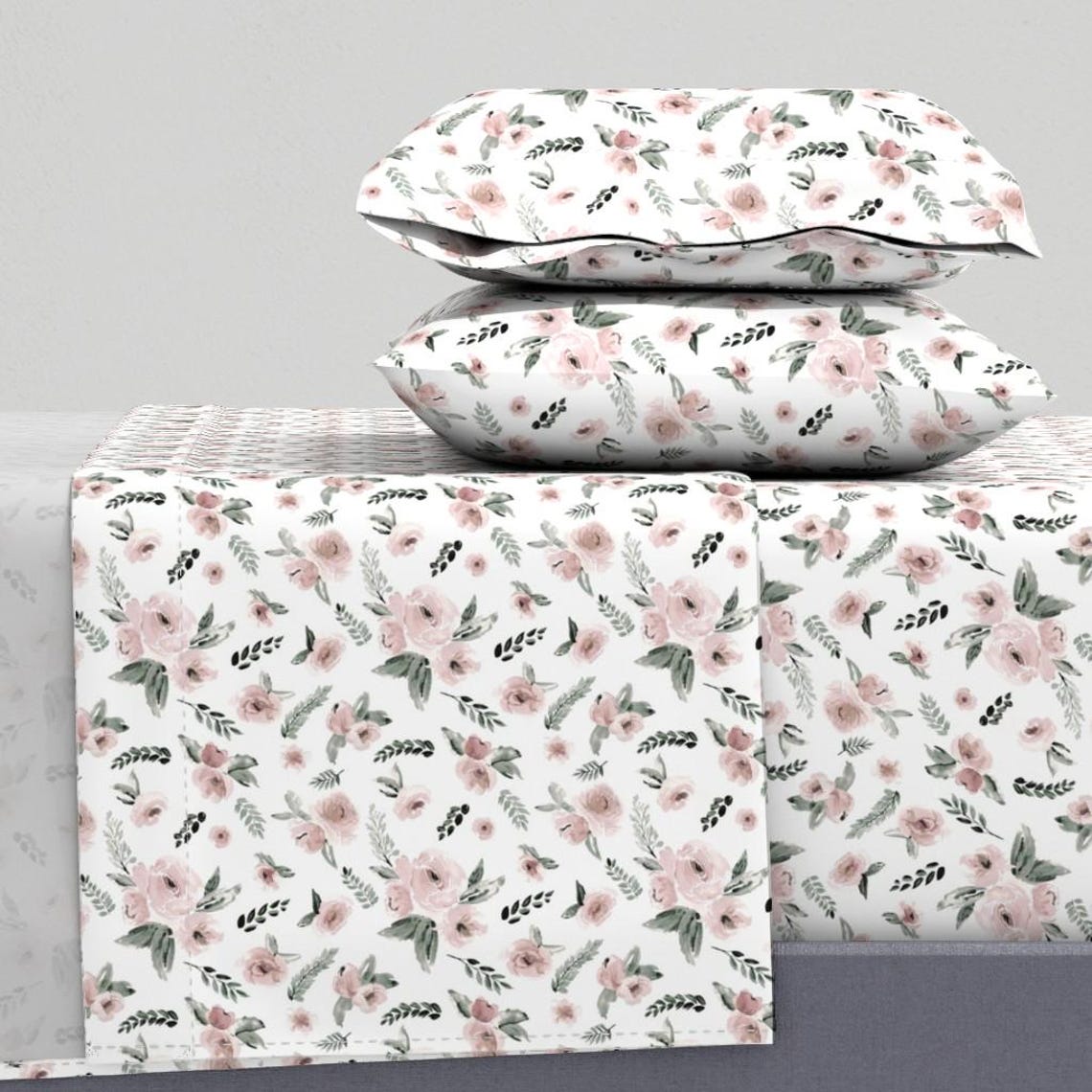 Blush Rose Sheets - Blush Floral by Northeighty - Rustic Floral Pale ...