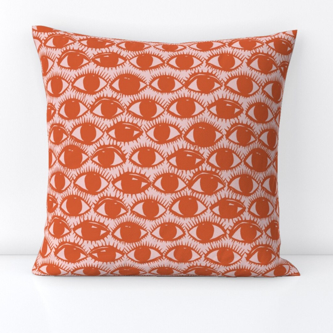 Boho Eyes Throw Pillow Inky Eyes Orange by Beshkakueser Evil Eye ...