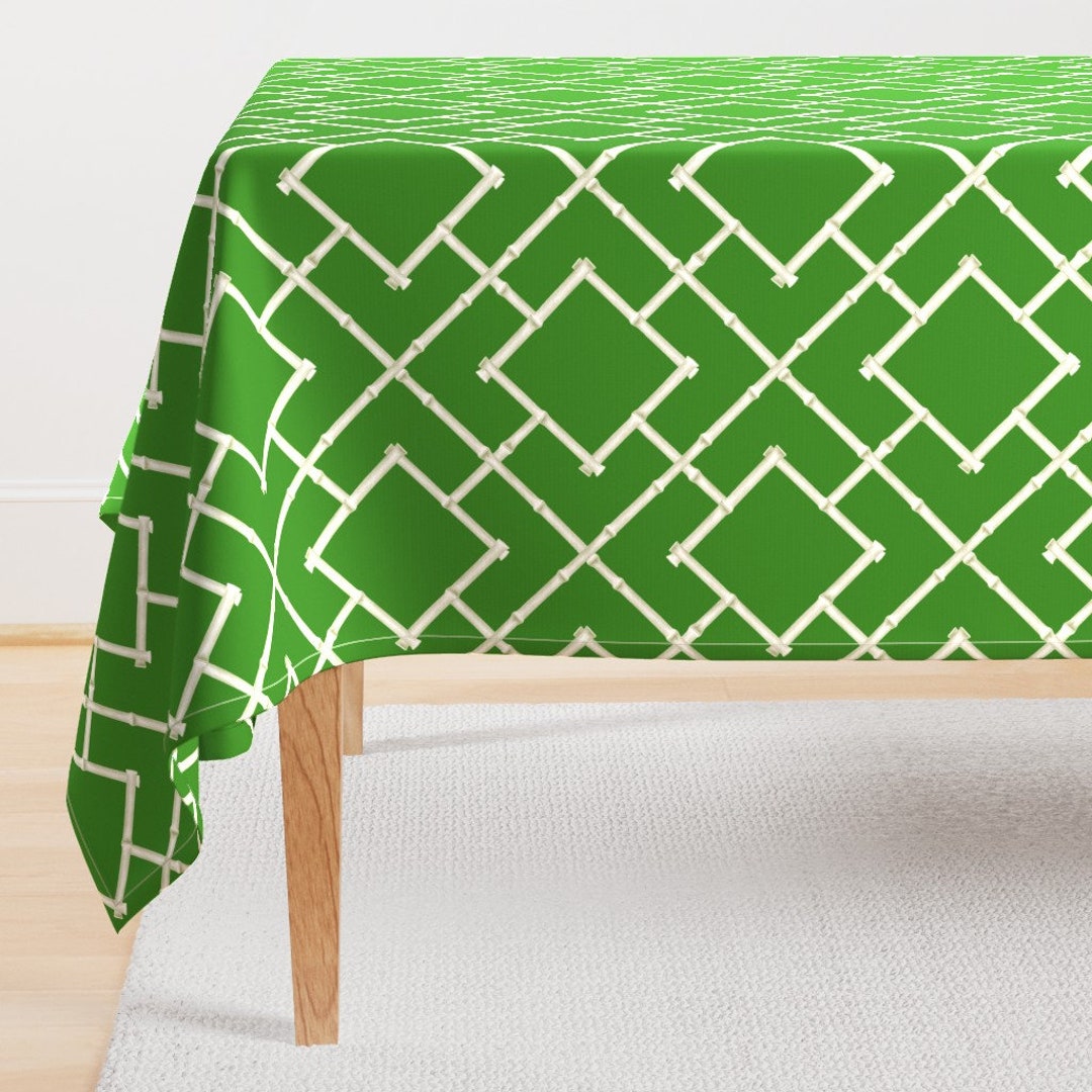 Trellis Tablecloth Osaka Bamboo Trellis in Green by Willowlanetextiles ...