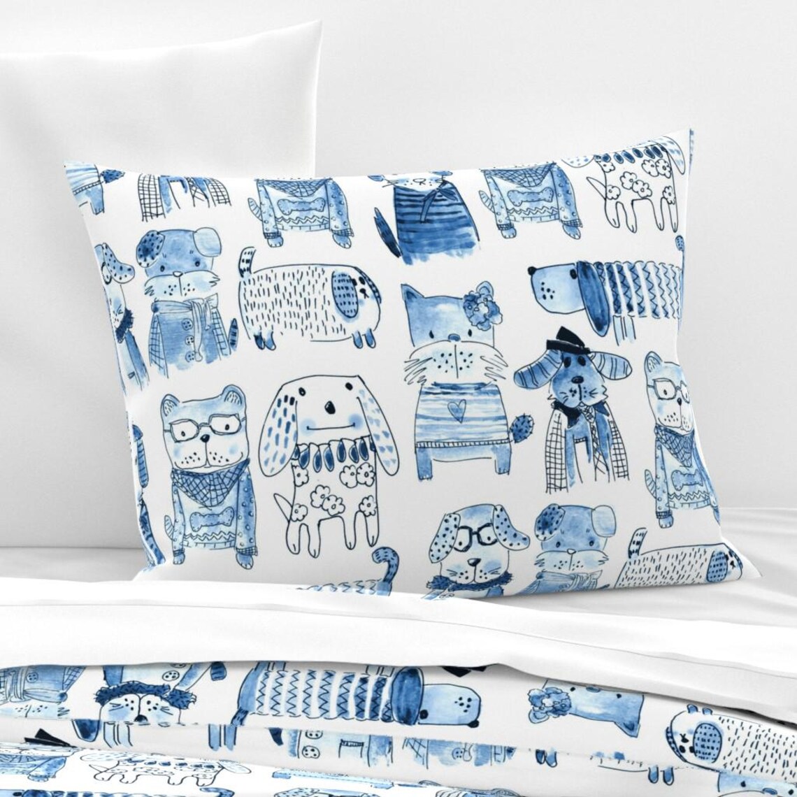 Dogs Bedding - Dog Blues by Mimipinto - Watercolor Animal Gender ...