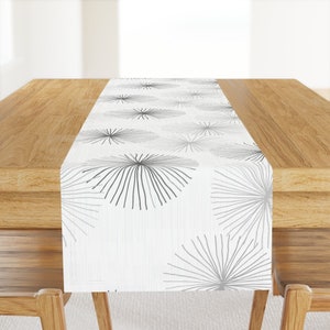 Mod Floral Table Runner - Dandelions Grayscale by Friztin - Mid Century ...