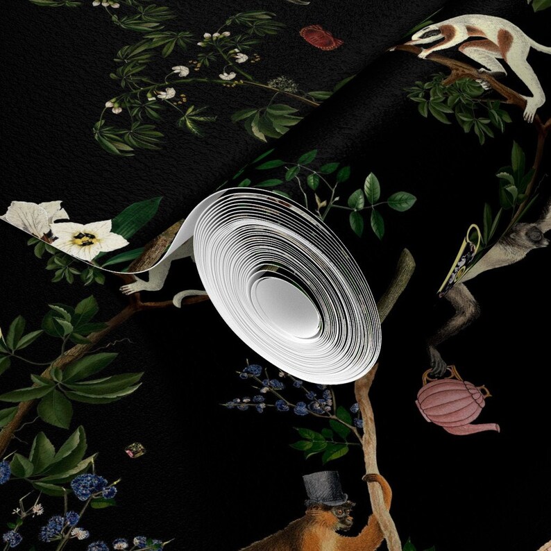 Exotic Monkey Non-pasted Wallpaper Jungle Forest Chinoiserie Tropical ...
