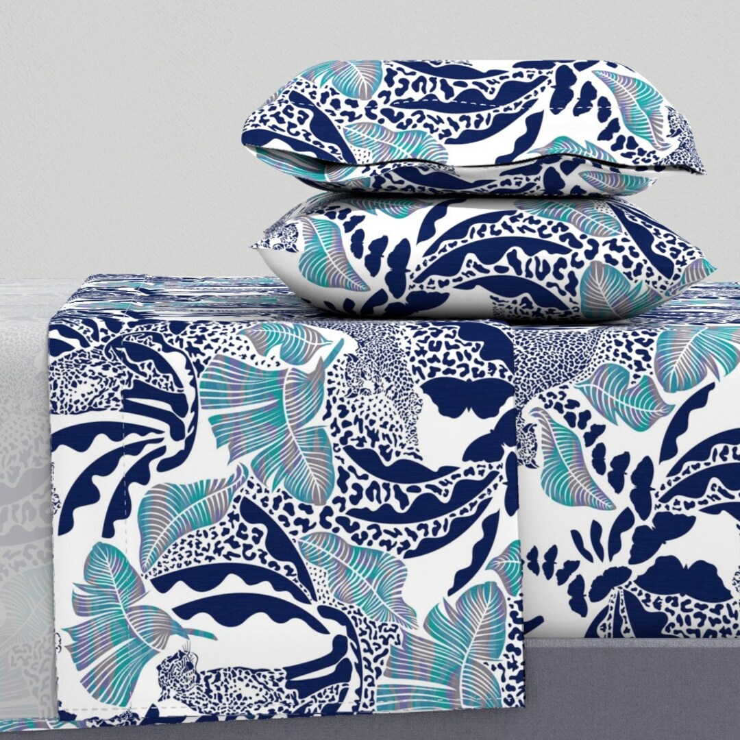 Blue Leopards Sheets Magical Jungle by Evamatise Maximalist Tropical ...