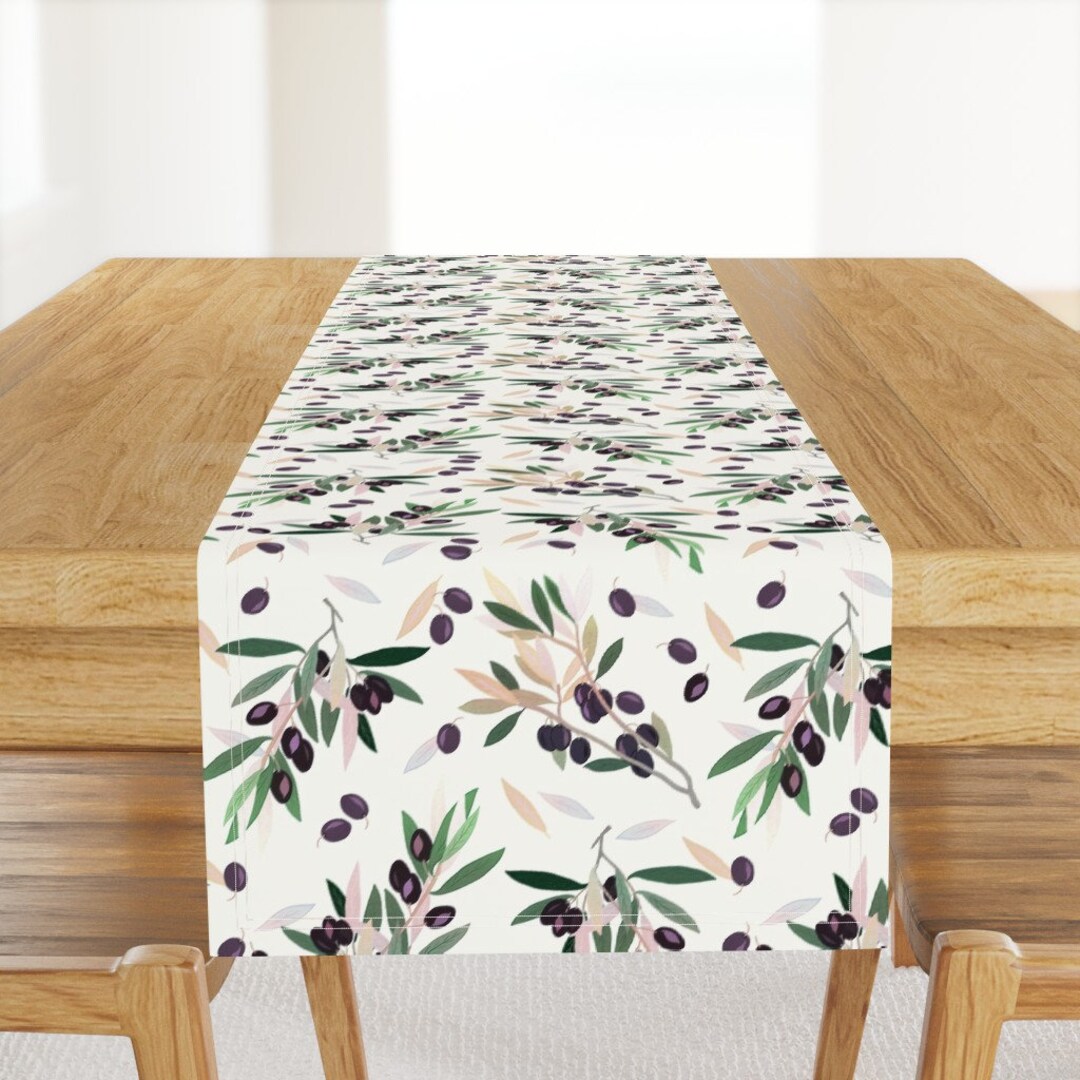 Olive Branch Table Runner Olivia Sprig by Onesweetorange - Etsy Singapore