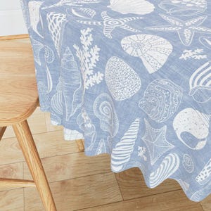 Nautical Seashell Tablecloth - Coastal Treasures by Kimsa - Coral ...