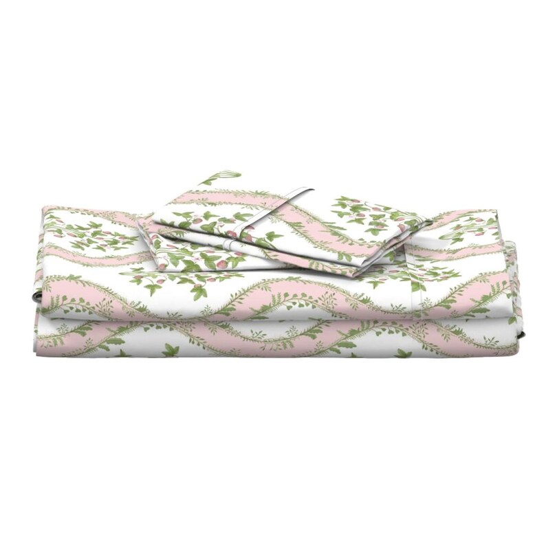 Victorian Garden Sheets - Strawberry Center Stripe by Danika_herrick ...