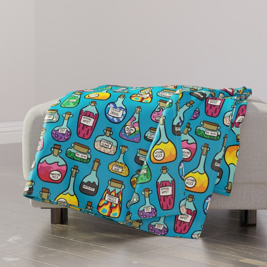 Kid Friendly Potions Throw Blanket Blue Potion Pandemonium by Jessica ...