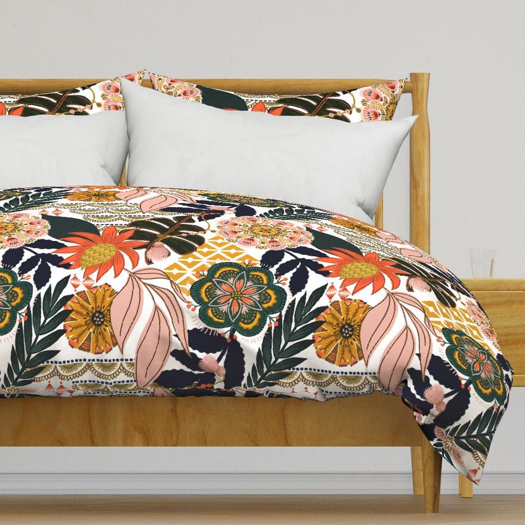 Boho Summer Bedding - Boho Tropical Navy by Fineapple_pair - Mandala ...